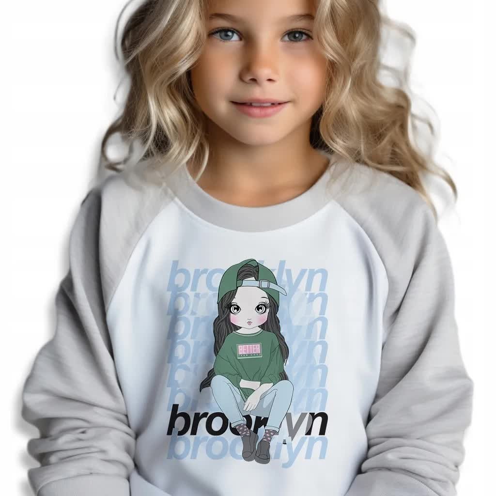 Piżama Dzieci BROOKLYN BETTER Girl Prezent Biało Szara Długi Rękaw ...