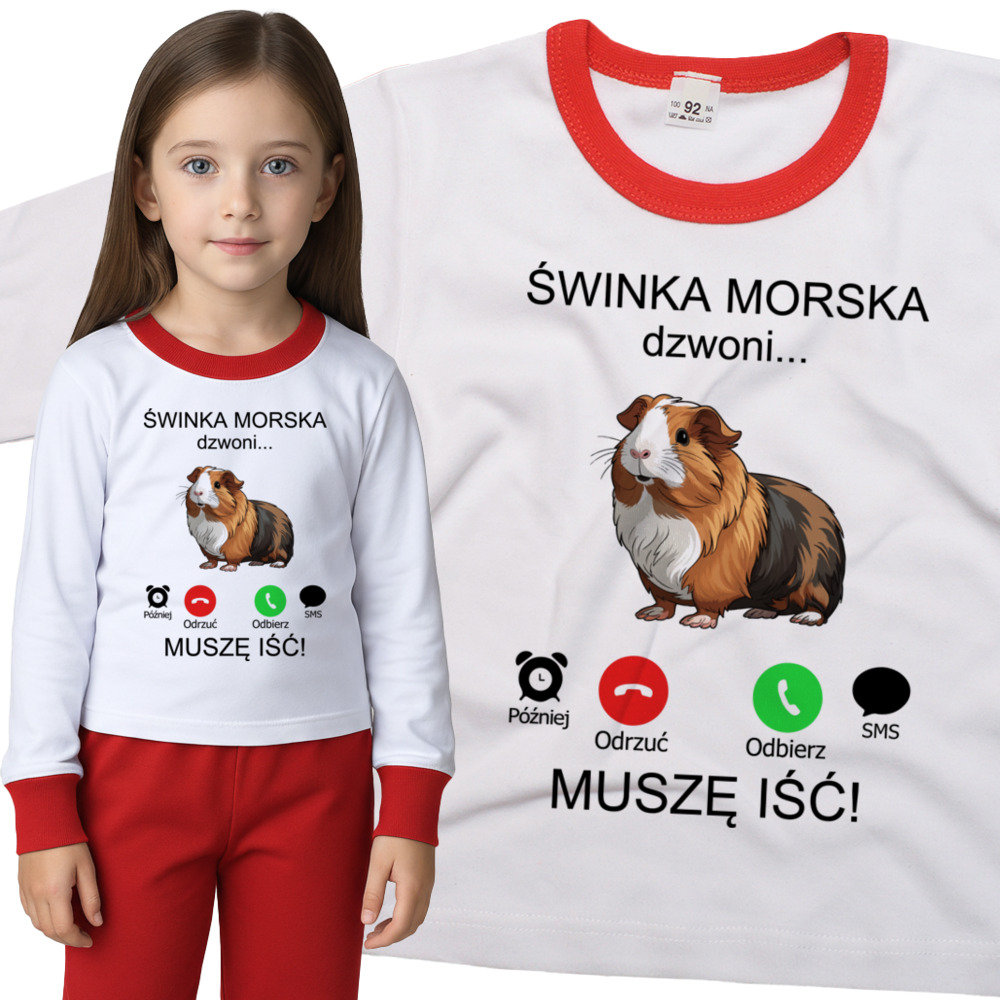 Piżama dziecięca Muszę Iść Świnka Morska Dzwoni Kawia Domowa Gryzoń 110 ...
