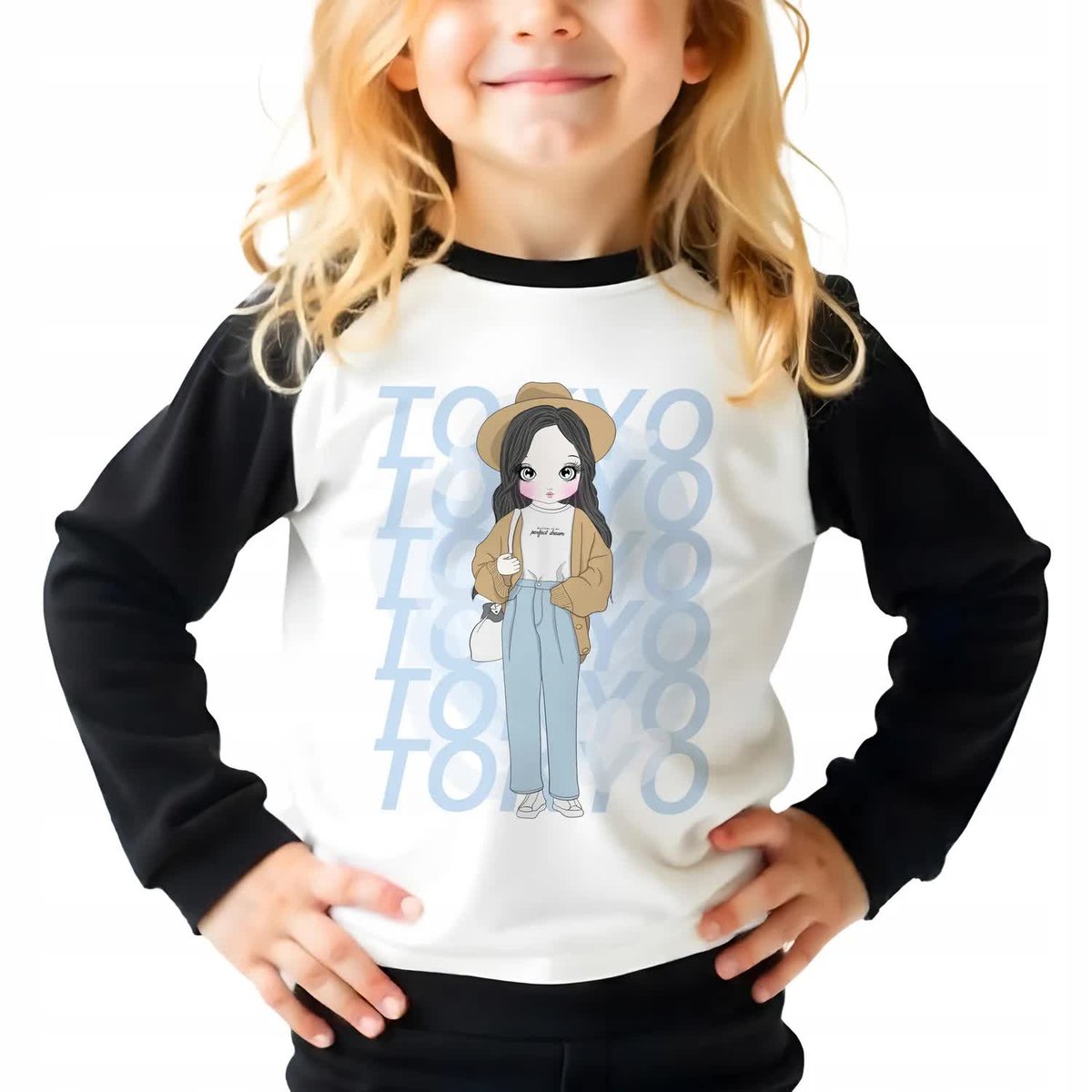 Piżama Dziecięca TOKYO Girls Prezent Czarno Biała Długi Rękaw 122cm Wz ...