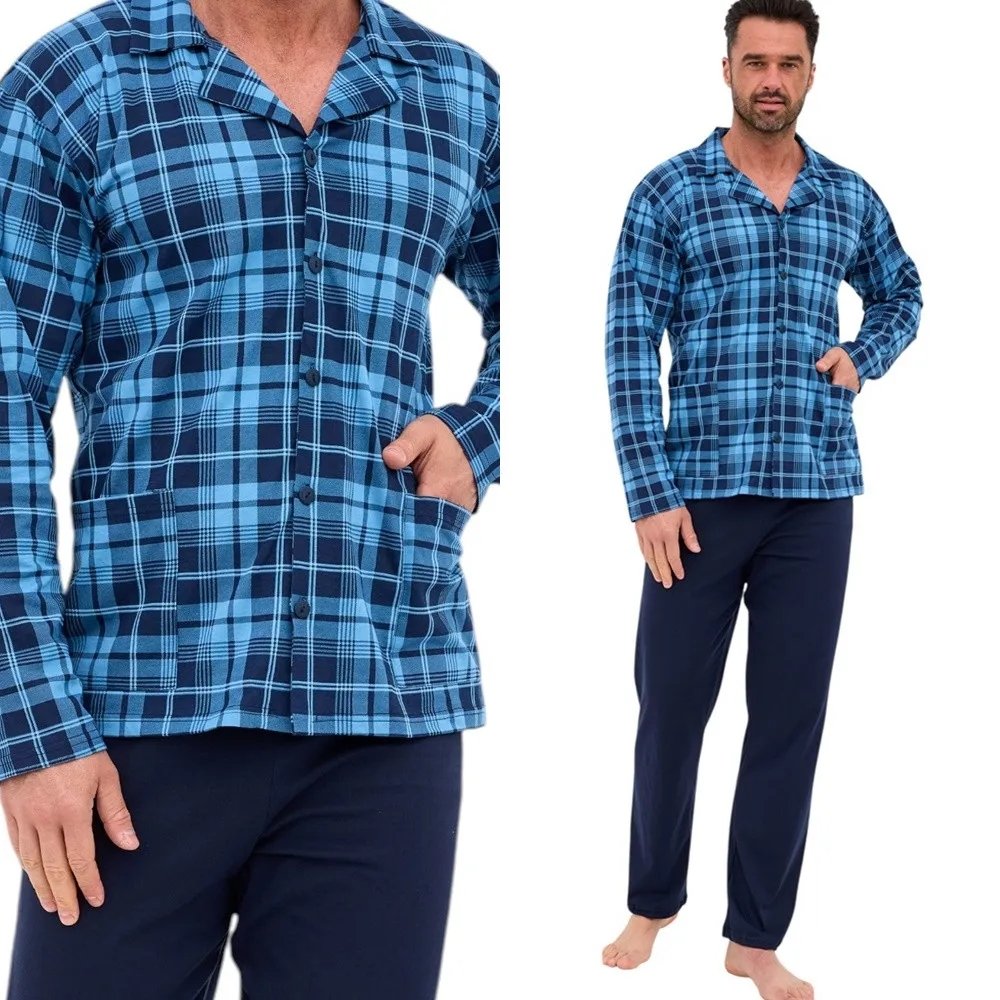 PIŻAMA MĘSKA Cornette 114 rozpinana L / 48 Granatowy - CORNETTE | Moda ...