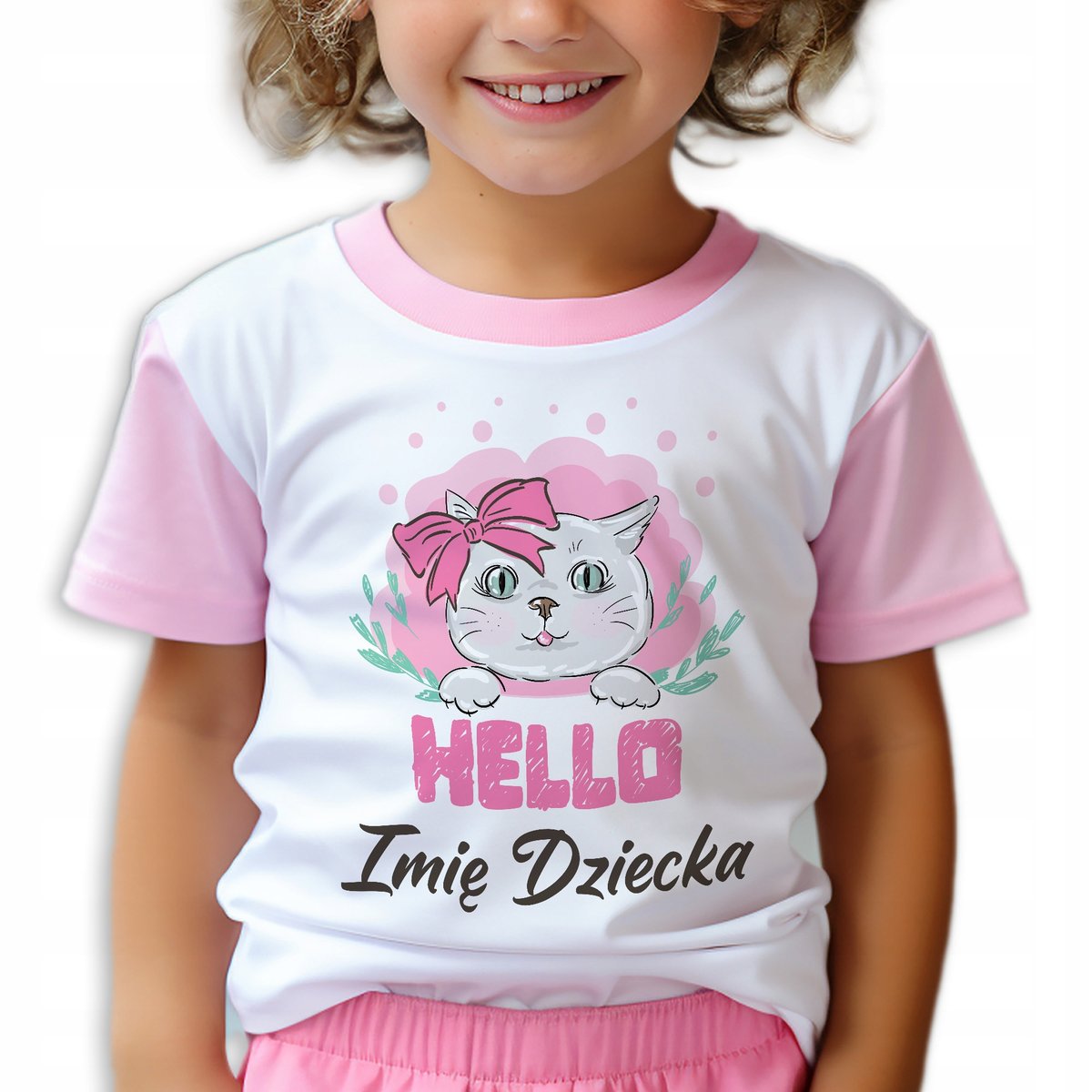 PIŻAMA RÓŻOWA DZIECIĘCA | HELLO KOTEK IMIĘ WYPRAWKA DO PRZEDSZKOLA ...