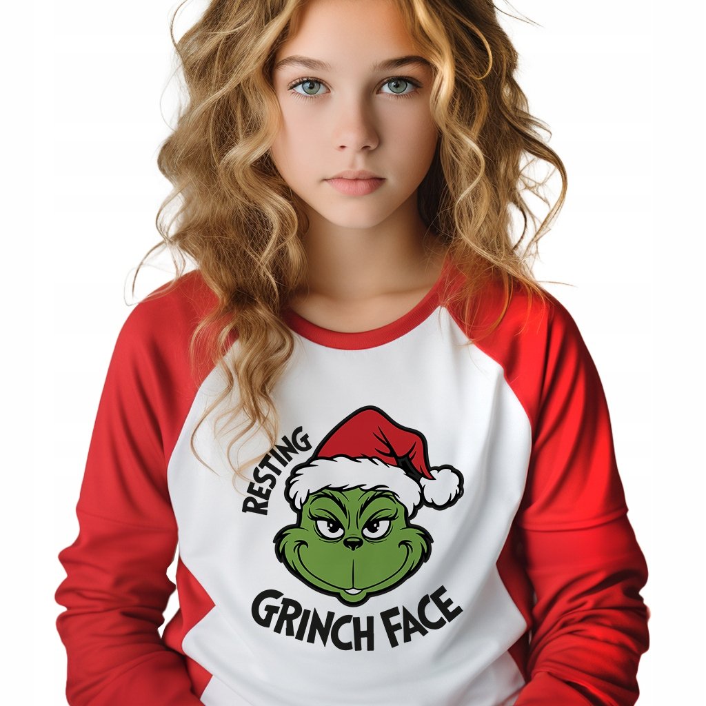 Piżamka Czerwono-Biała Świąteczna GRINCH FACE Prezent Na Święta Rozm ...
