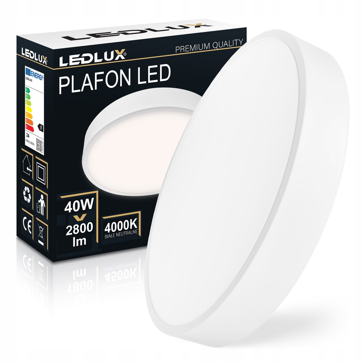 Plafon LED natynkowy 40W NW 4000K biały Plafon lampa sufitowa koło ...