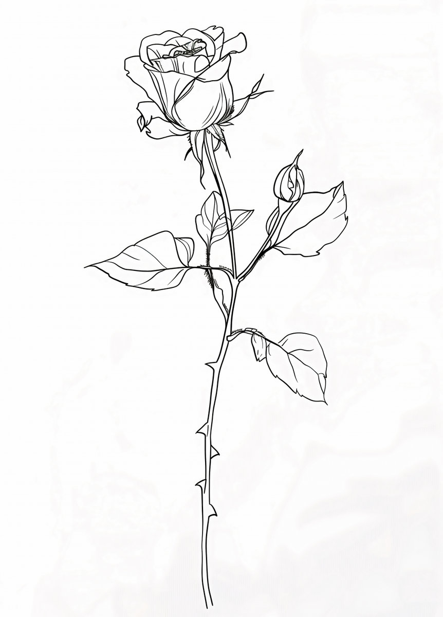 Plakat 39,5x55cm Kontur Róży - Inna marka | Sklep EMPIK.COM