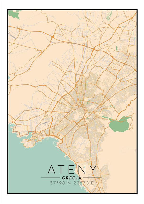 Plakat, Ateny mapa kolorowa, 40x50 cm - Inna marka | Sklep EMPIK.COM