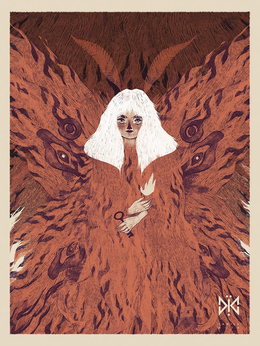 Plakat autorski "mothra" a4 - druk pigmentowy - kamilamoth | Sklep EMPIK.COM