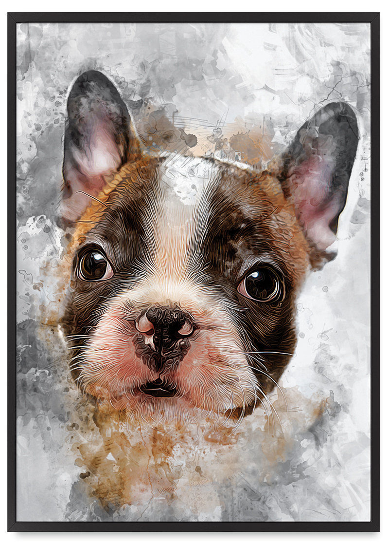 Plakat buldog pies abstrakcja 21x30 cm w czarnej ramie - Hog Studio | Sklep EMPIK.COM