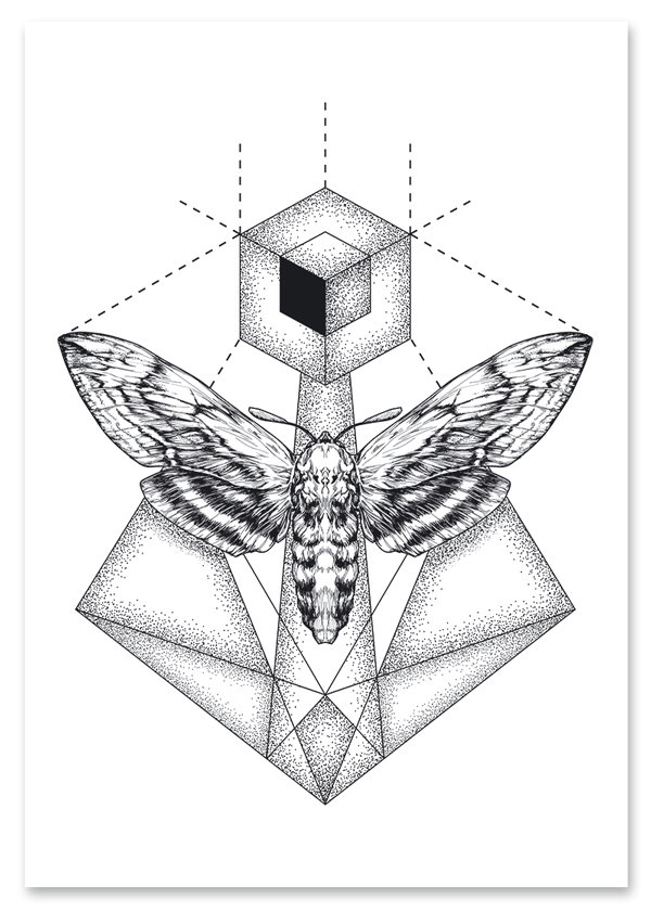 Plakat ćma motyl geometryczny dotwork 70x100 cm - Inna marka | Sklep ...