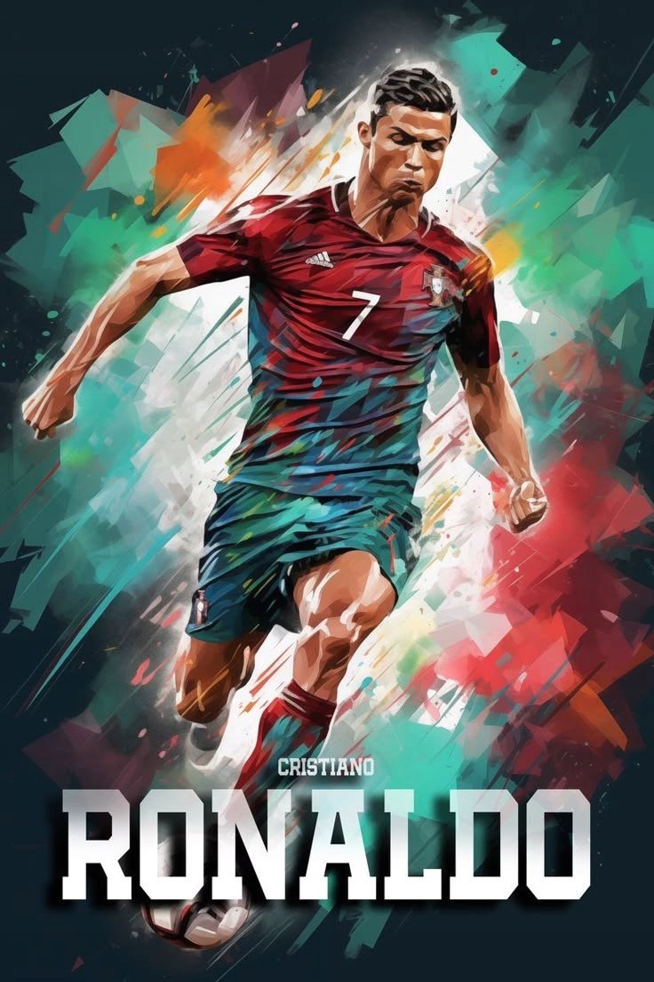 PLAKAT CRISTIANO RONALDO CR7 ABSTRAKCJA AKWARELA 100x70 cm #15 - Atram ...