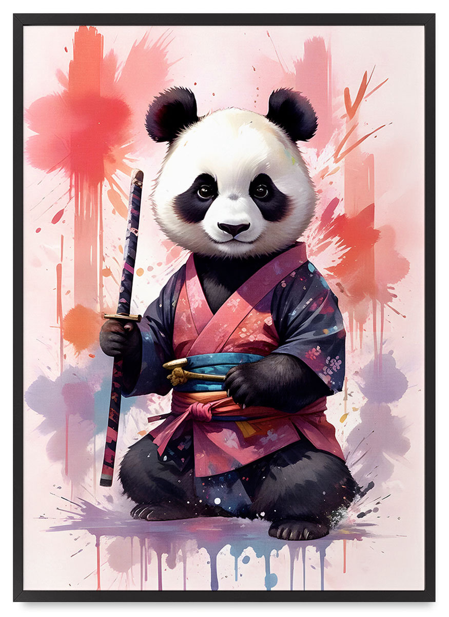 Plakat dla dzieci panda kung fu w ramce 50x70 cm w czarnej ramie - Hog ...