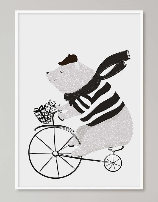 Plakat dla dziecka "Miś na rowerze" - Atram | Sklep EMPIK.COM