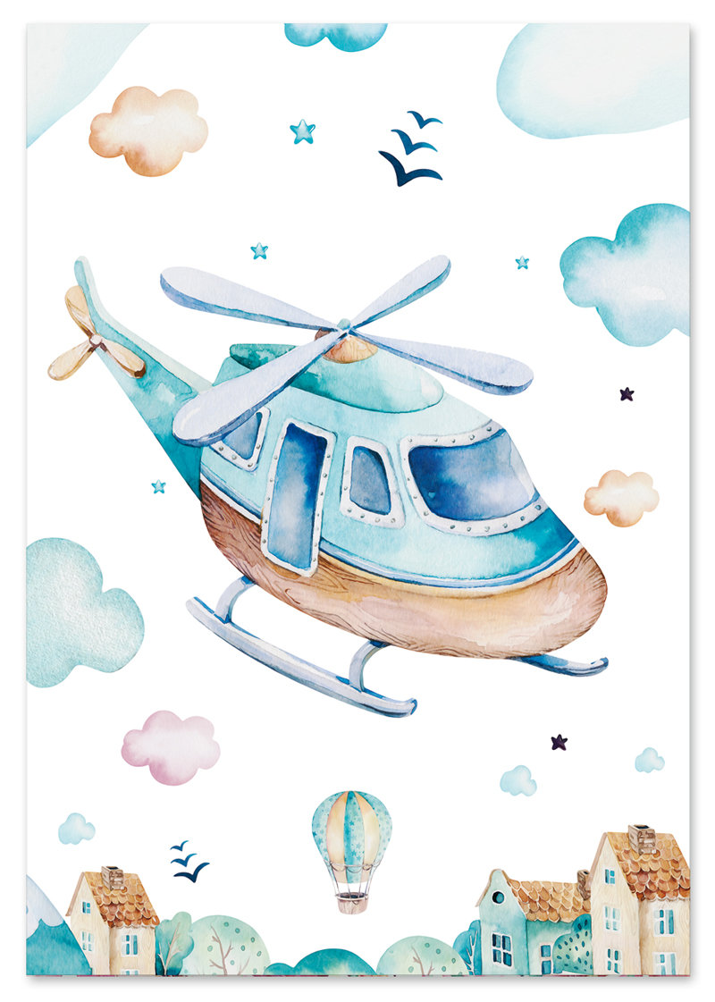 Plakat do pokoju dziecka helikopter samolot 61x91 cm - Inna marka ...