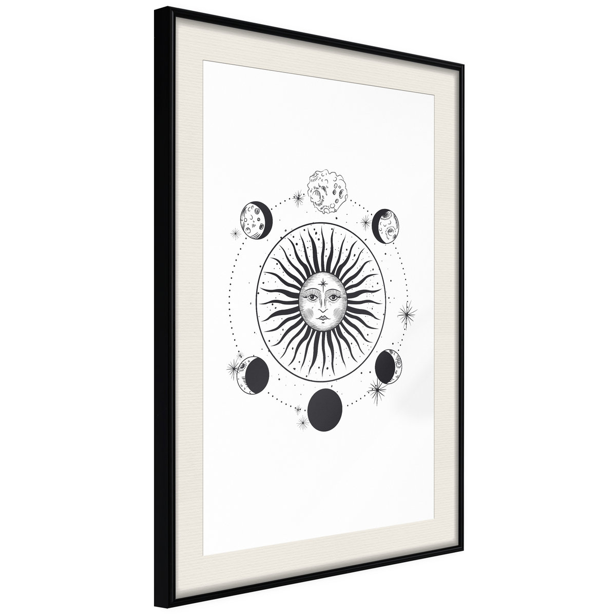 Plakat - Fazy księżyca [Poster] 20x30 Rama czarna z passe-partout ...
