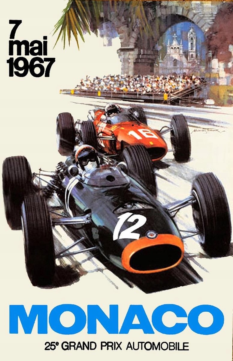 Plakat Formuła 1 GP Monaco Vintage Retro 91,5x61 - Atram | Sklep EMPIK.COM