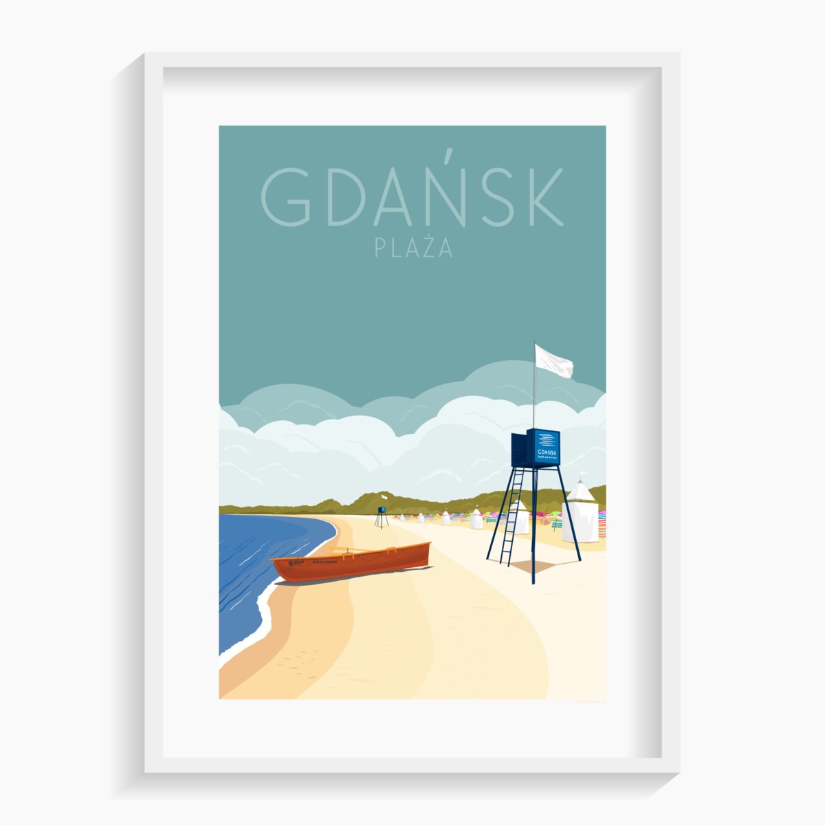 Plakat Gdańsk Plaża 50x70 cm - A. W. WIĘCKIEWICZ | Sklep EMPIK.COM