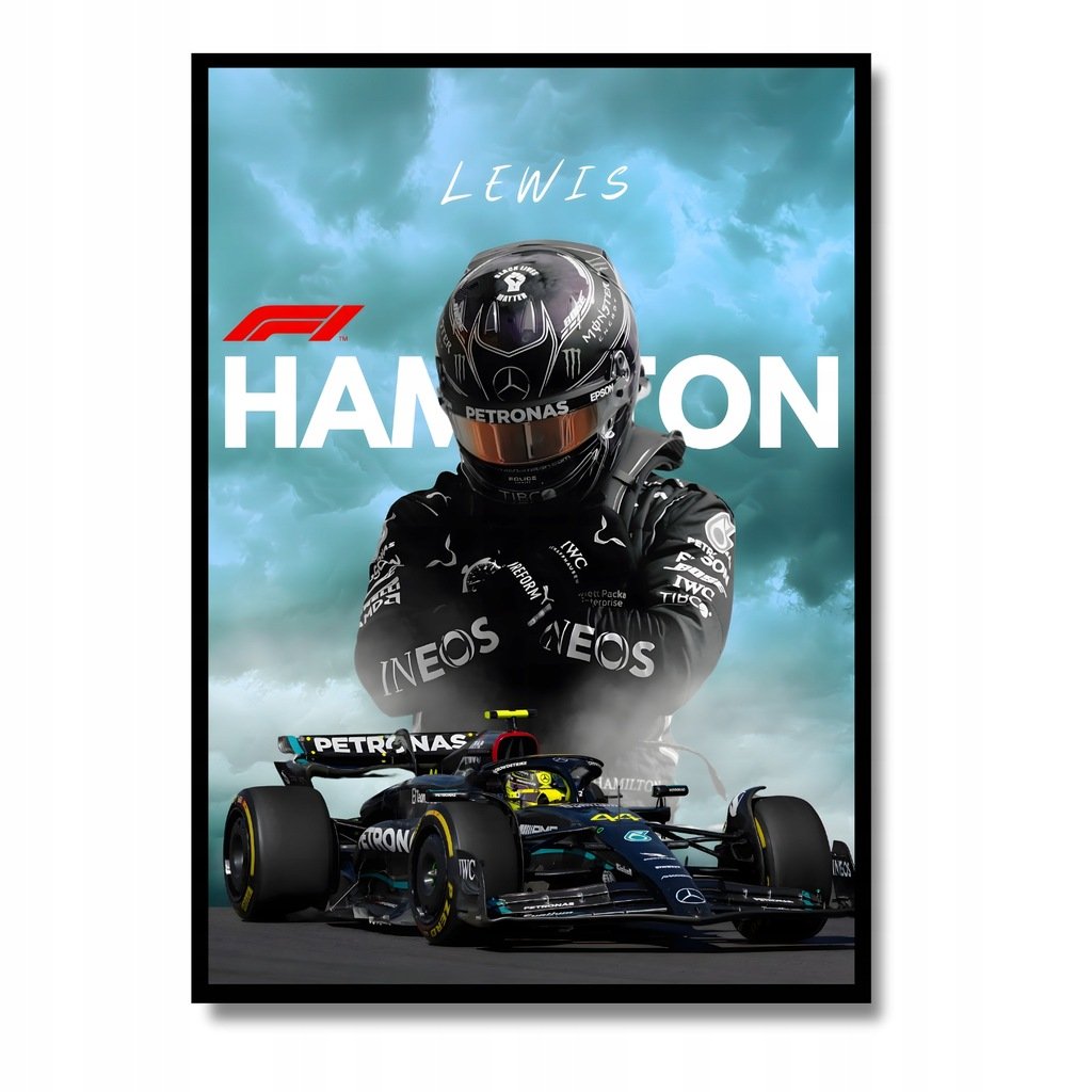 Plakat Hamilton Formuła F1 Prezent dla chłopaka faceta sportowy w ramce ...