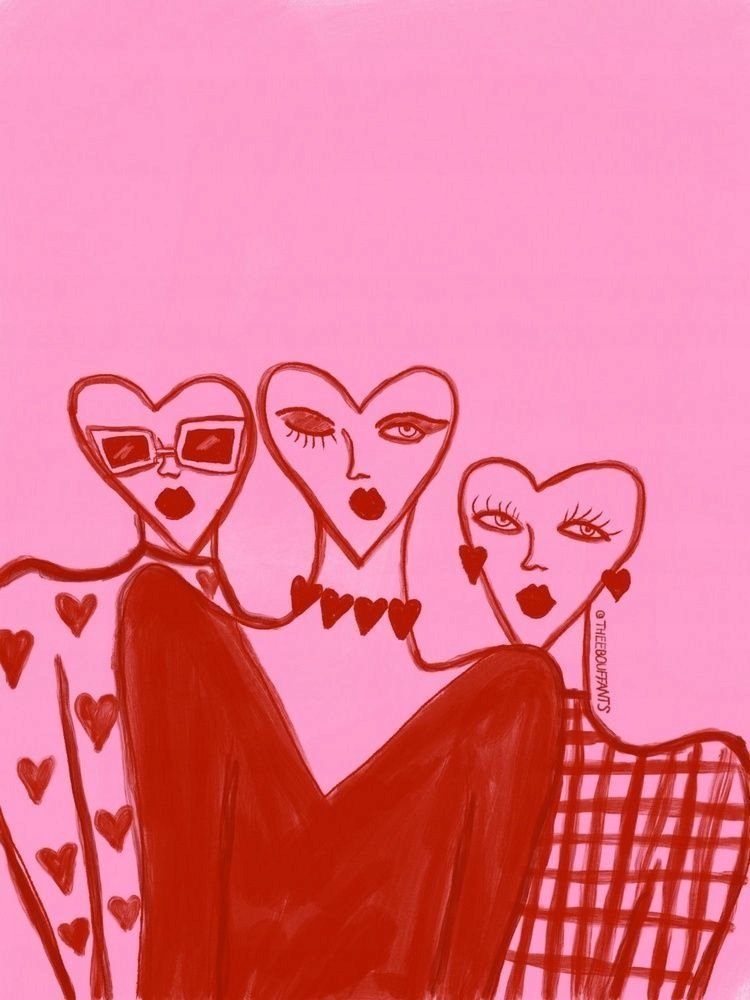 Plakat Heart Girls Retro Vintage Obraz 50x40 cm - Atram | Sklep EMPIK.COM