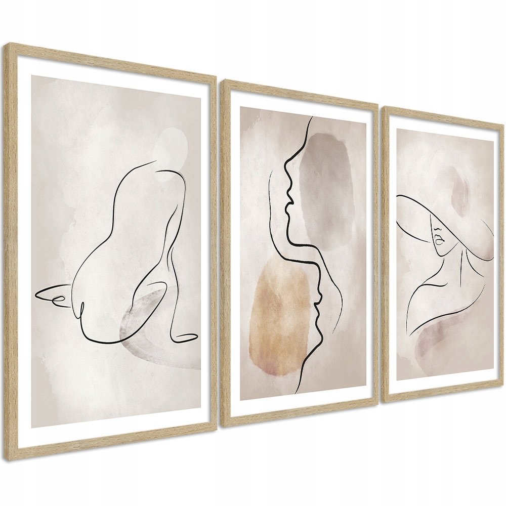 Plakat i rama do Obrazu Boho beżowe linie kształt kobieta obraz 30x40 ...
