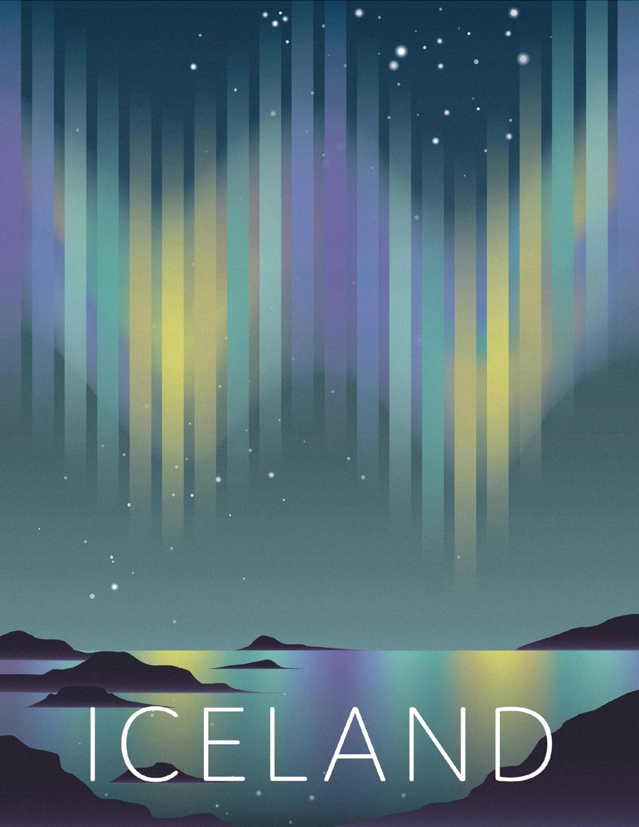 Plakat Islandia Zorza Vintage Retro 91,5x61 - Atram | Sklep EMPIK.COM