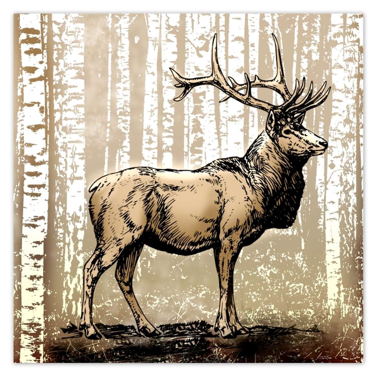 Plakat Jeleń Brzoza Las, 30x30 cm - ZeSmakiem | Sklep EMPIK.COM