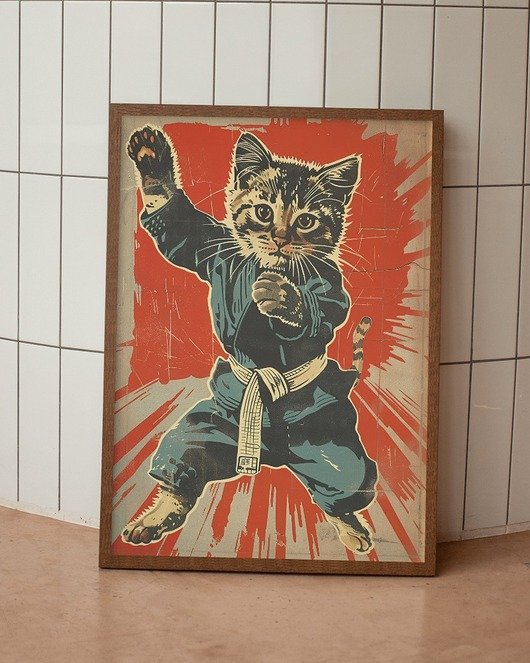 Plakat - Karate cat 50x70 - Harry Monkey | Sklep EMPIK.COM
