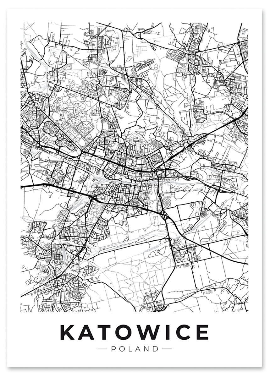 Plakat Katowice mapa miasta plan miasta 30x40 cm - Hog Studio | Sklep EMPIK.COM