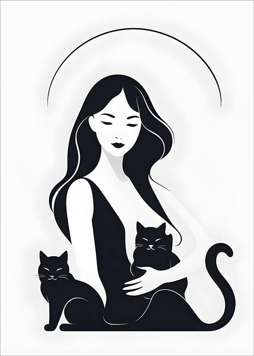 Plakat Kobieta z kotami 2 - 60x90 cm - Inna marka | Sklep EMPIK.COM