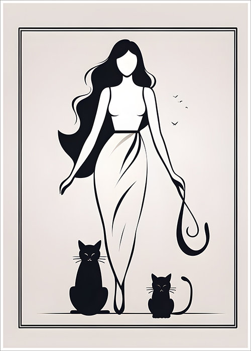 Plakat Kobieta z kotami - 70x100 cm - Inna marka | Sklep EMPIK.COM