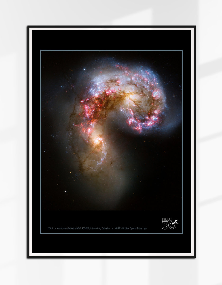 Plakat Kosmos NASA Galaktyki Czułki Anteny Teleskop Hubble'a HST 70x50 ...