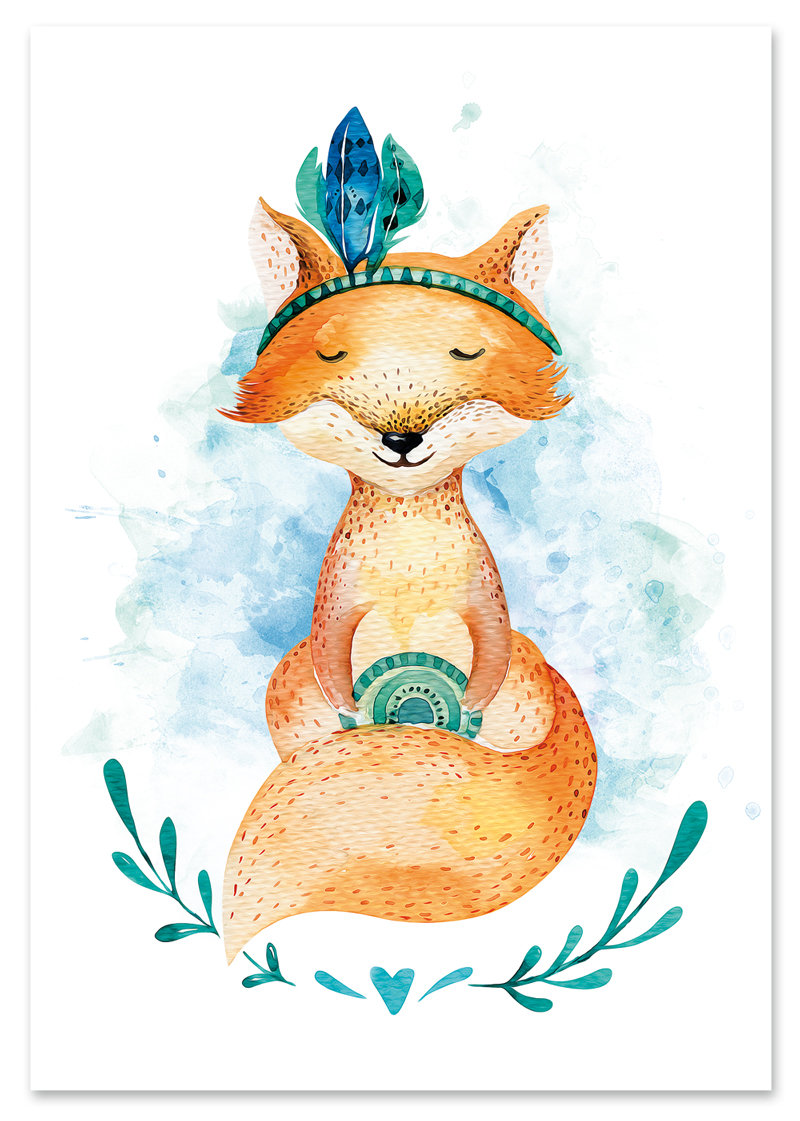 Plakat lisek lis akwarela 21x29,7 cm A4 - Inna marka | Sklep EMPIK.COM