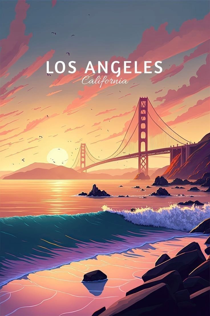Plakat Los Angeles USA Obraz Vintage Retro 91,5x61 - Atram | Sklep EMPIK.COM