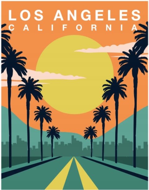 Plakat Los Angeles USA Vintage Retro 70x50 cm - Atram | Sklep EMPIK.COM