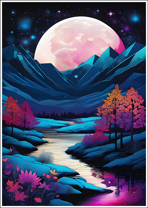 Plakat Magiczny las w nocy 2 - 70x100 cm - Inna marka | Sklep EMPIK.COM