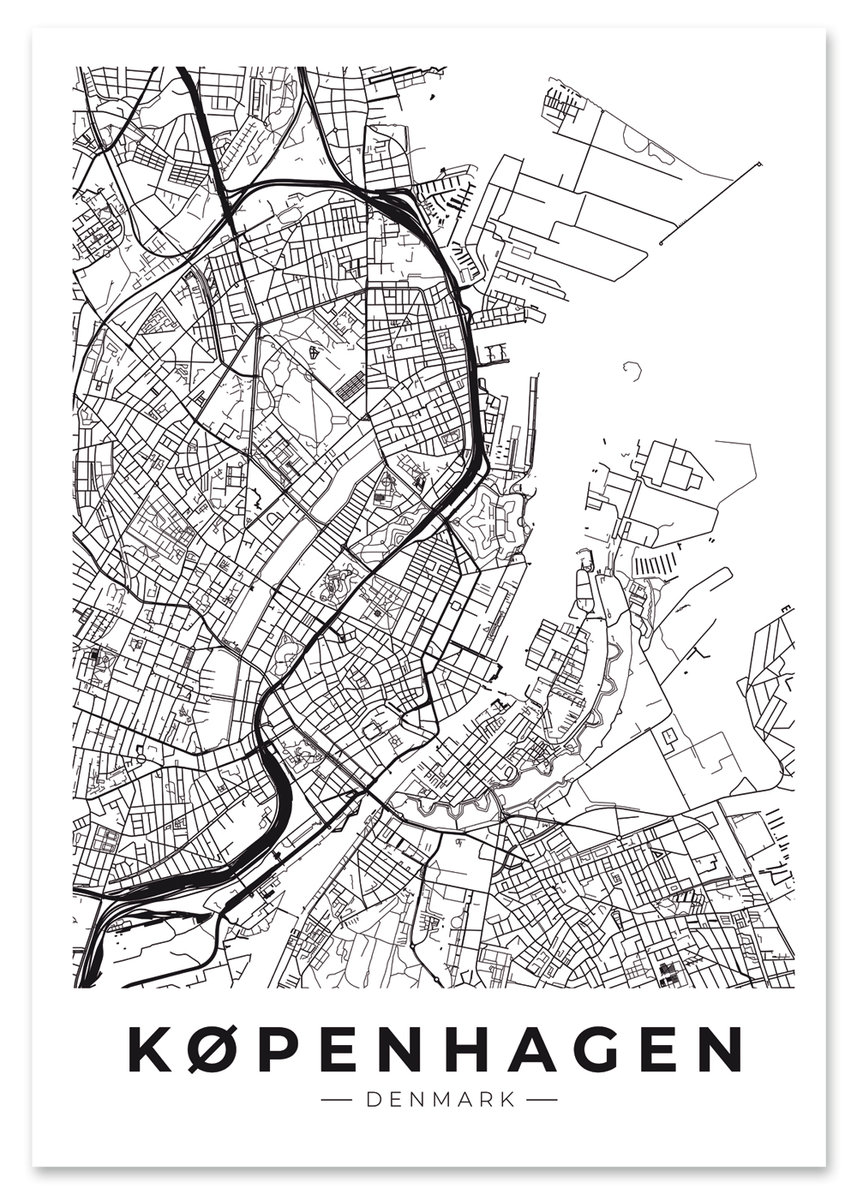 Plakat mapa plan miasta Kopenhaga 70x100 cm - Inna marka | Sklep EMPIK.COM