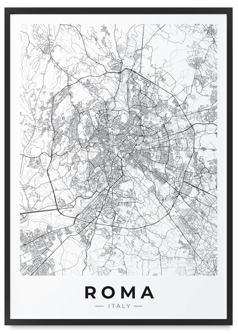 Plakat mapa Rzym plan miasta 61x91 cm w czarnej ramie - Inna marka ...