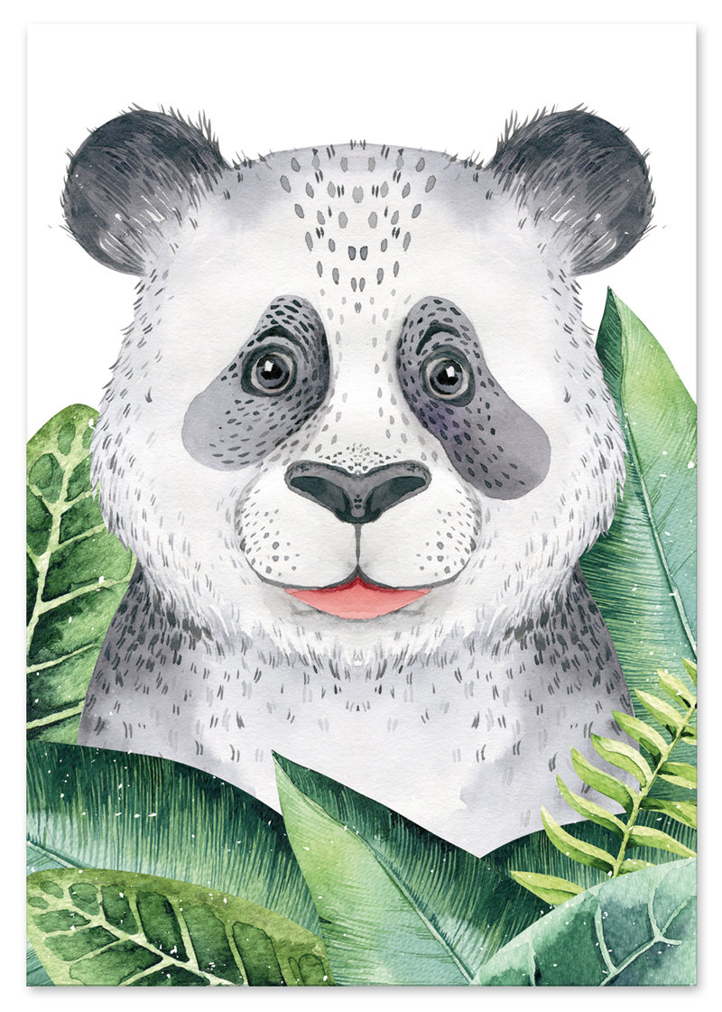 Plakat miś panda, panda zielone liście 29,7x42 cm A3 - Inna marka ...