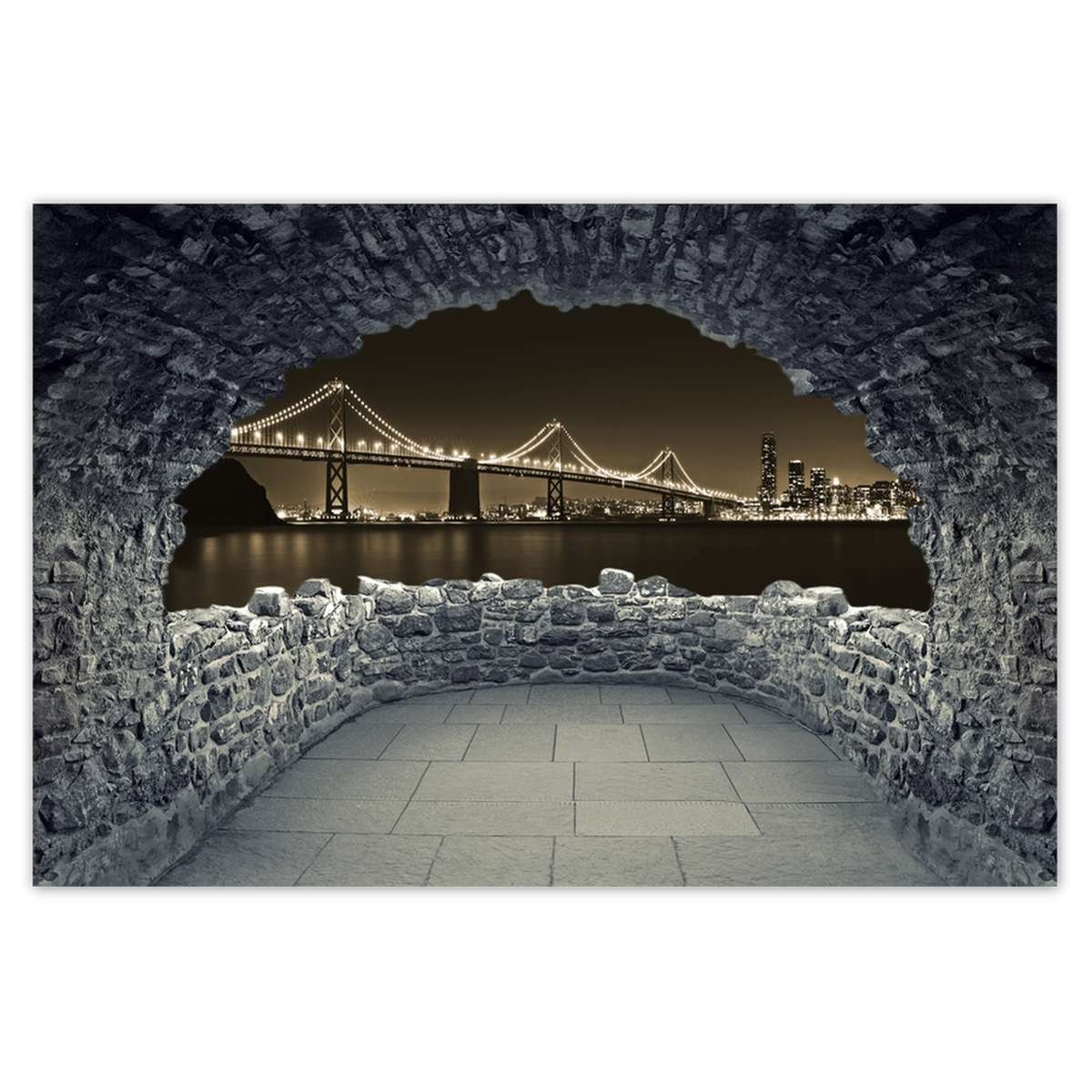 Plakat Most nocą w sepii, 60x40 cm - ZeSmakiem | Sklep EMPIK.COM