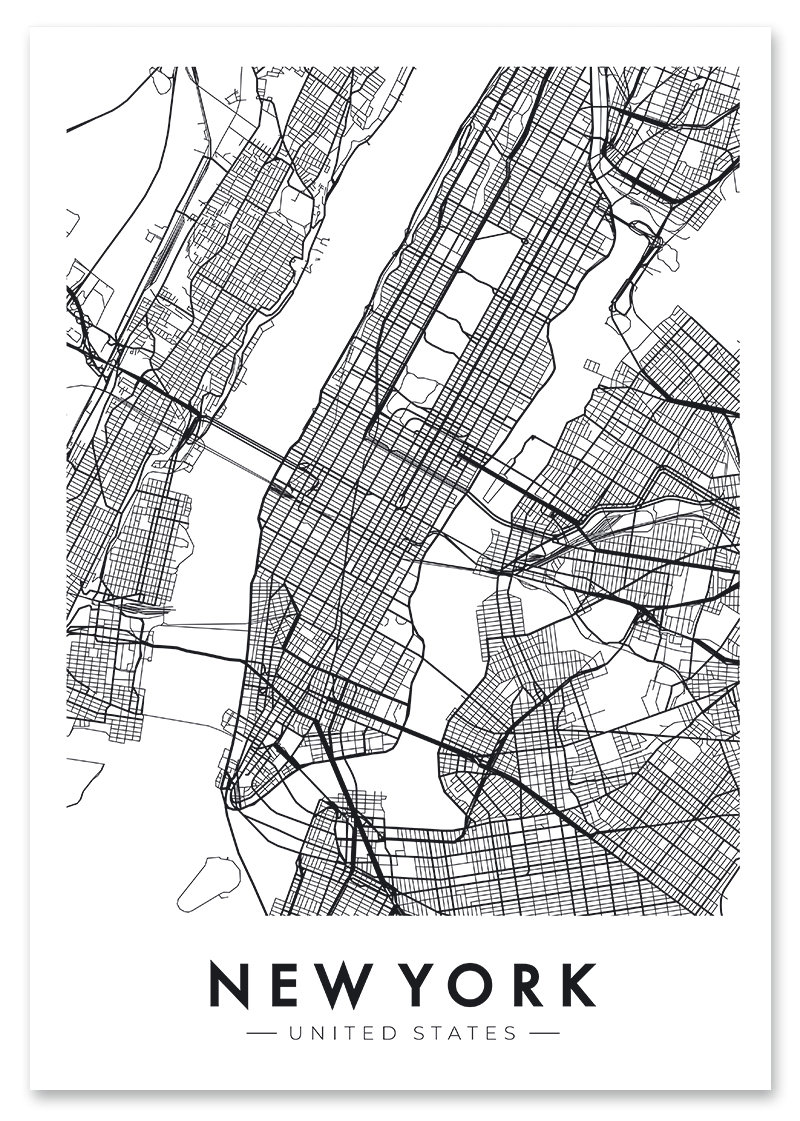 Plakat Nowy Jork plan miasta mapa 50x70 cm - Hog Studio | Sklep EMPIK.COM