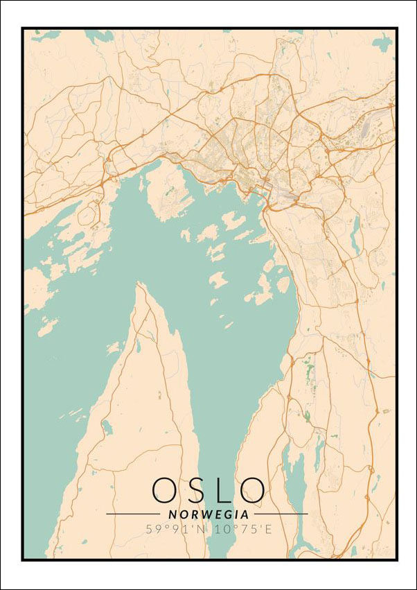 Plakat, Oslo mapa kolorowa, 61x91,5 cm - reinders | Sklep EMPIK.COM