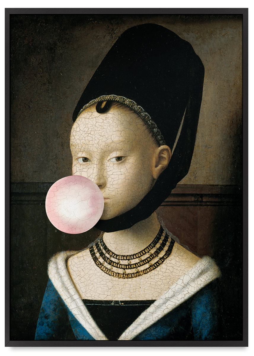 Plakat portret z balonem pop art 21x30 cm w czarnej ramie - Hog Studio | Sklep EMPIK.COM