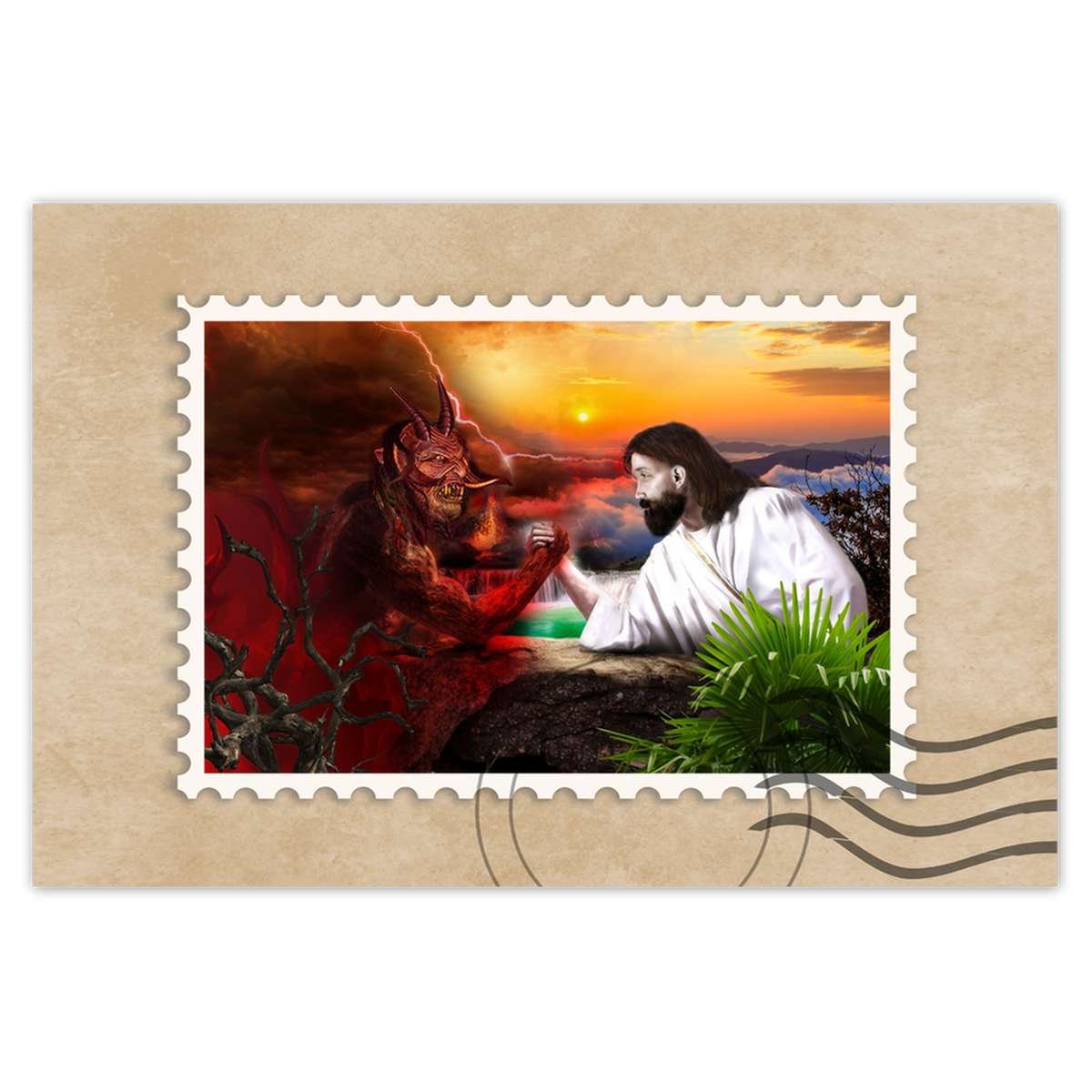 Plakat Siłowanie Jezusa z diabłem, 60x40 cm - ZeSmakiem | Sklep EMPIK.COM