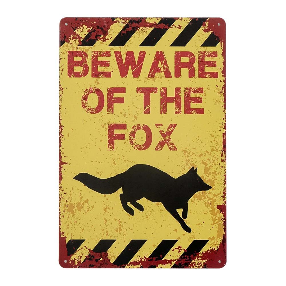 Plakat Tabliczka Dekoracyjna Metalowa Beware Of The Fox - Rustykalne ...