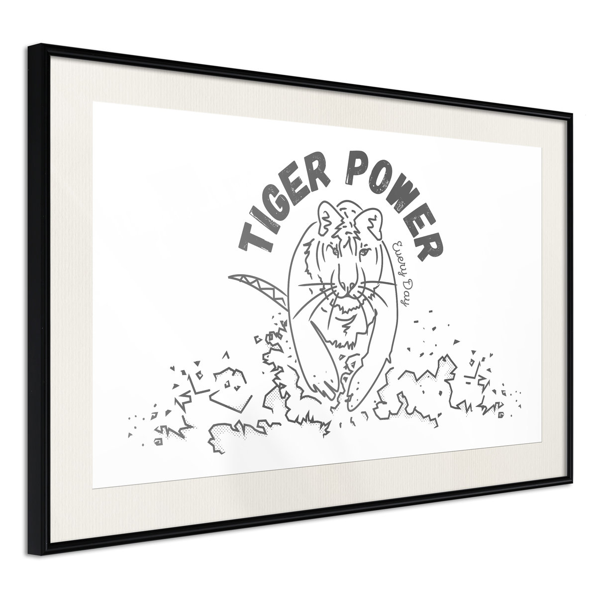 Plakat - Tiger power [Poster] 45x30 Rama czarna z passe-partout papier ...