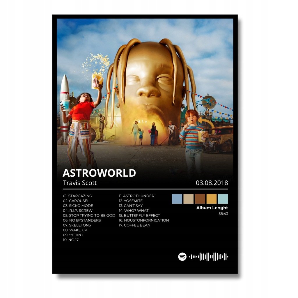 Plakat Travis Scott ASTROWORLD Prezent dla chłopaka ozdoba album w ramce - Inna marka | Sklep ...