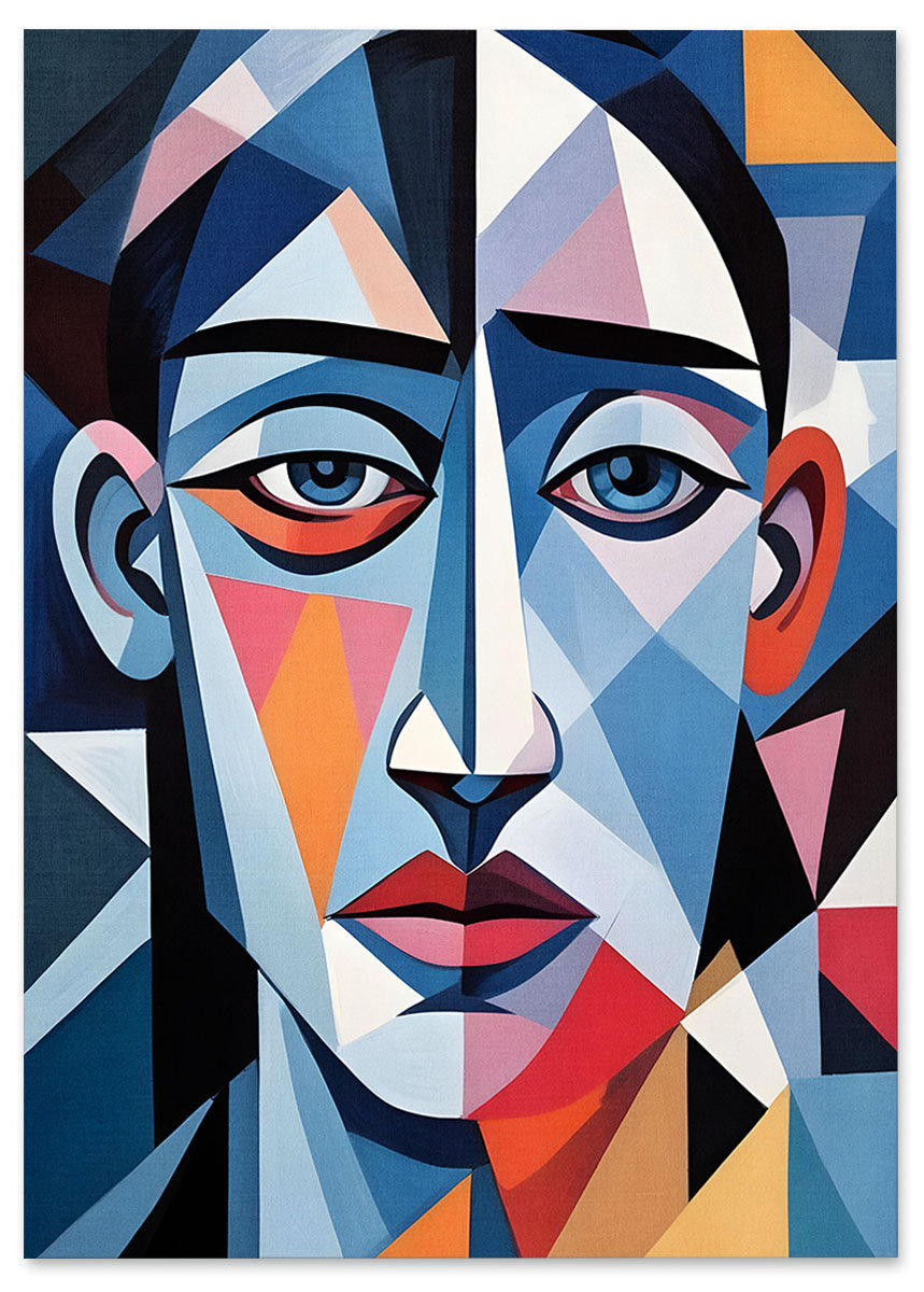 Plakat twarz kubizm portret geometryczny 29,7x42 cm A3 - Hog Studio ...