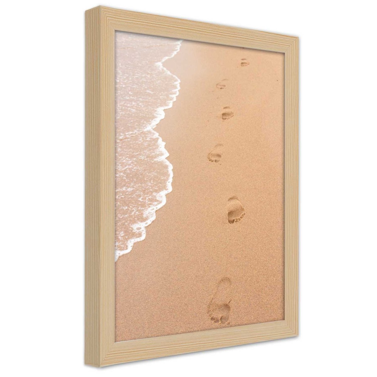Plakat w ramie naturalnej, Ślady stóp na plaży 30x45 - Feeby | Sklep ...