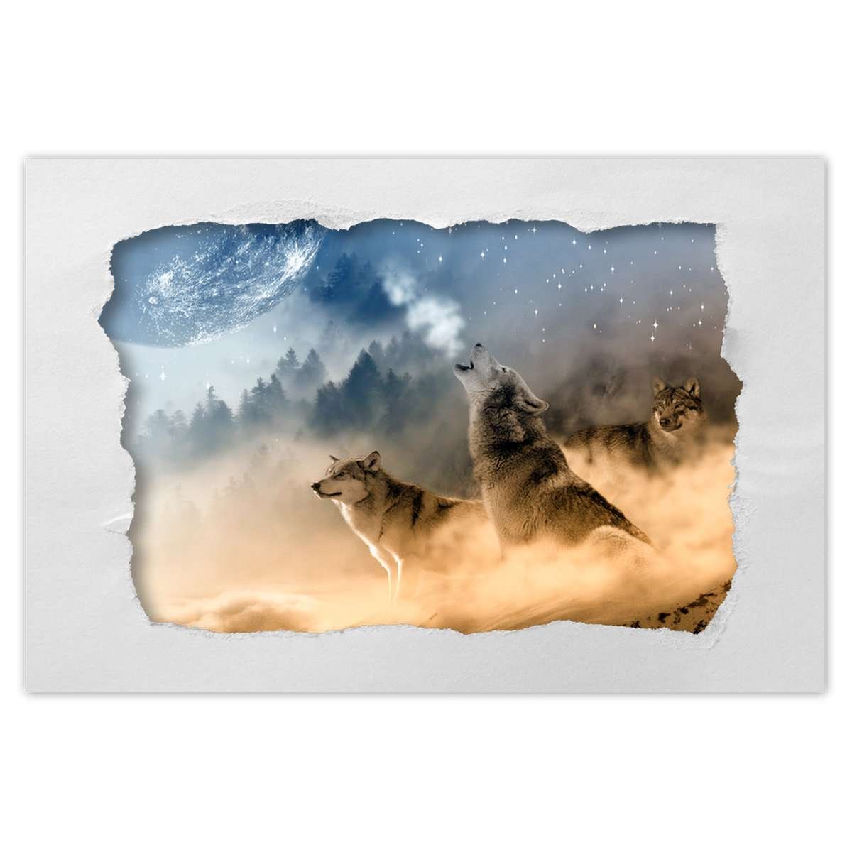 Plakat Wilk wyjący do księżyca, 60x40 cm - ZeSmakiem | Sklep EMPIK.COM