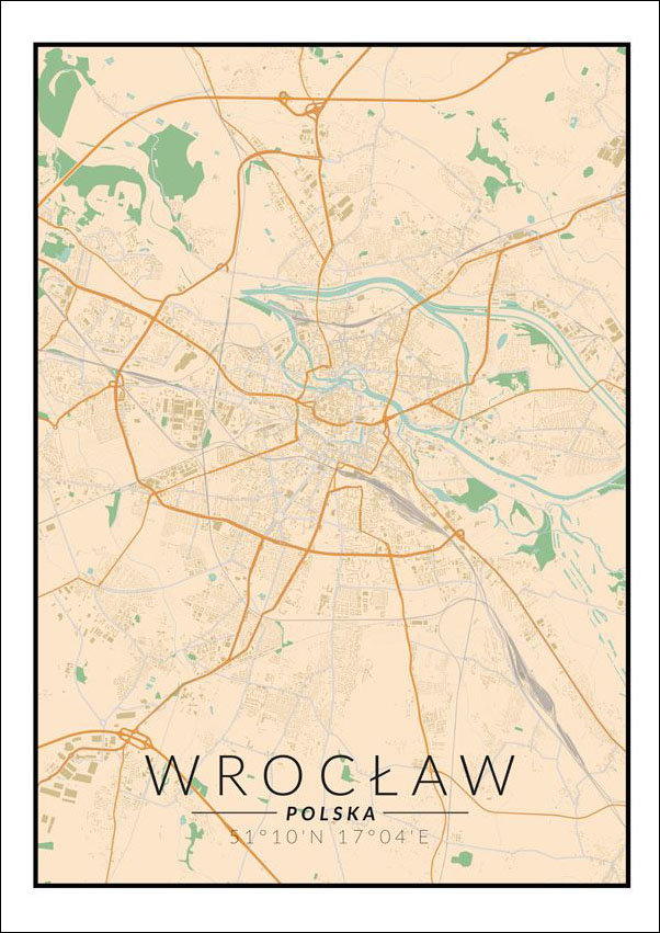 Plakat, Wrocław mapa kolorowa, 29,7x42 cm - reinders | Sklep EMPIK.COM