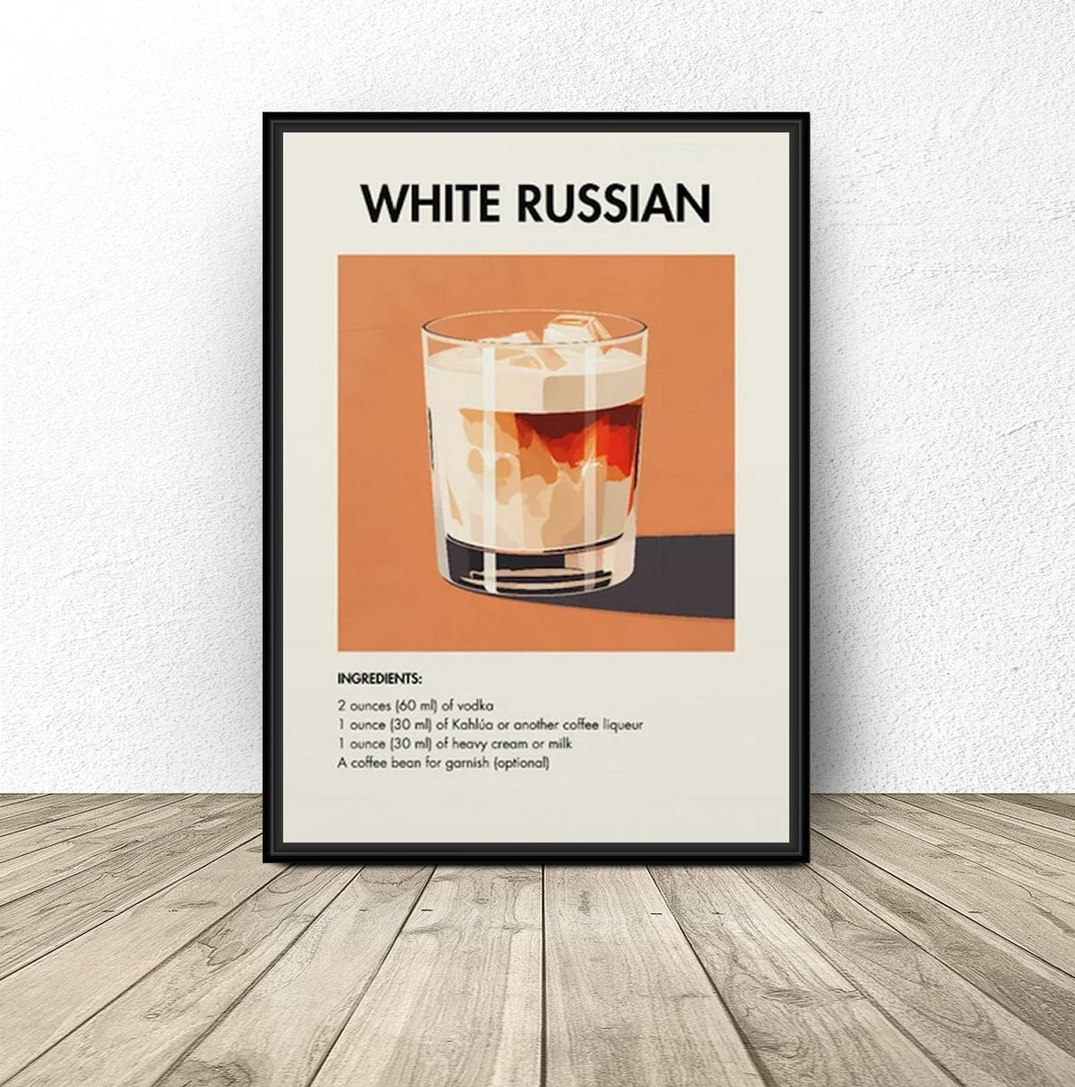 Plakat z drinkiem "White Russian" A4 (210mm x 297mm) - Scandi Poster ...