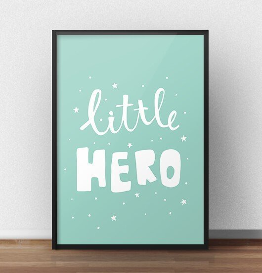 Plakat z napisem dla dzieci "Little hero" 61x91 (610mm x 910mm ...